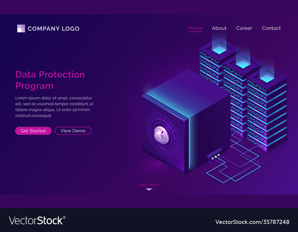 Data protection program isometric concept Vector Image
