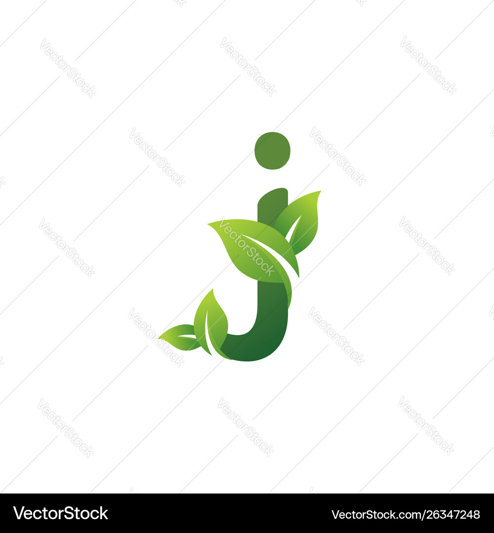 Eco green letter j logo design template Royalty Free Vector