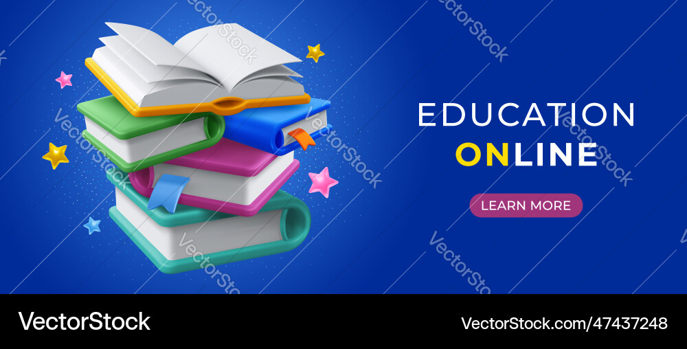 Education concept banner template with books Vector Image