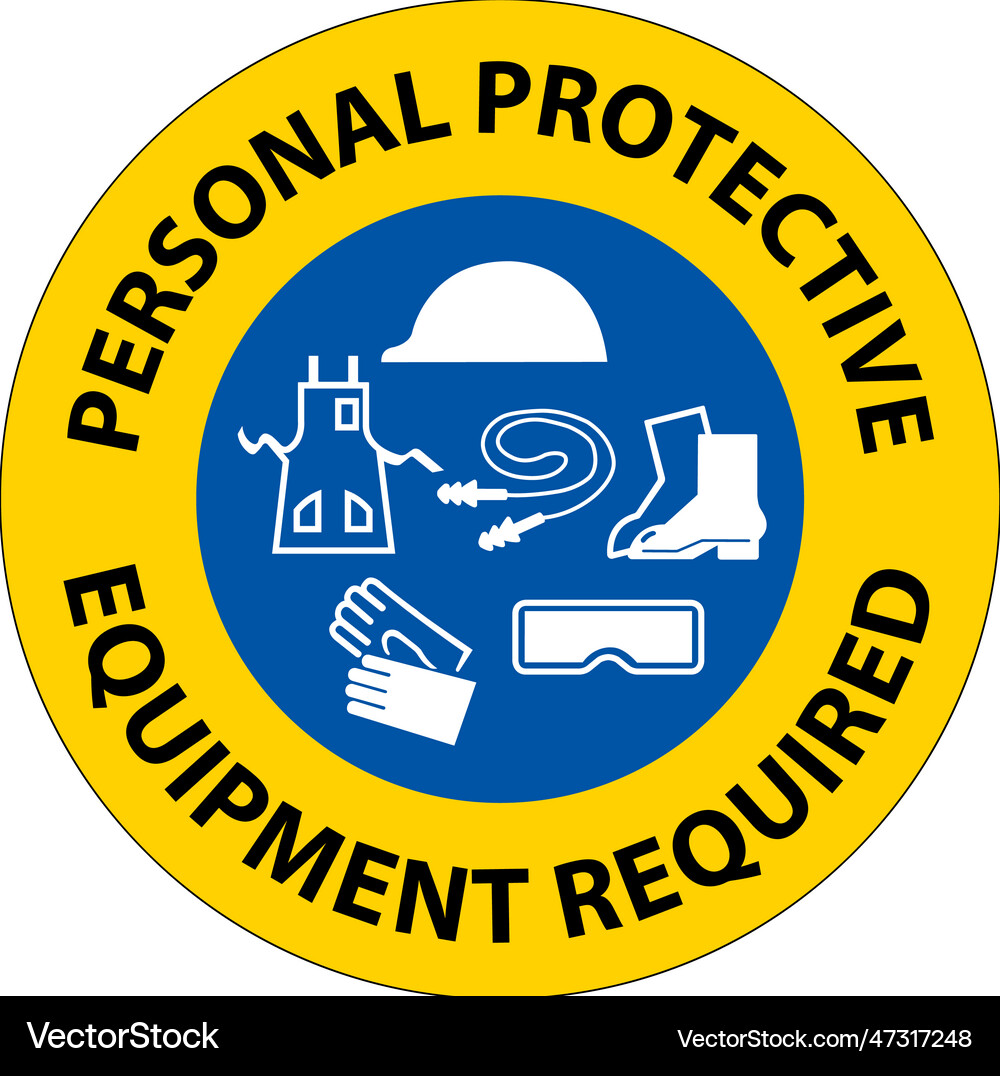 Floor sign personal protective equipment required Vector Image
