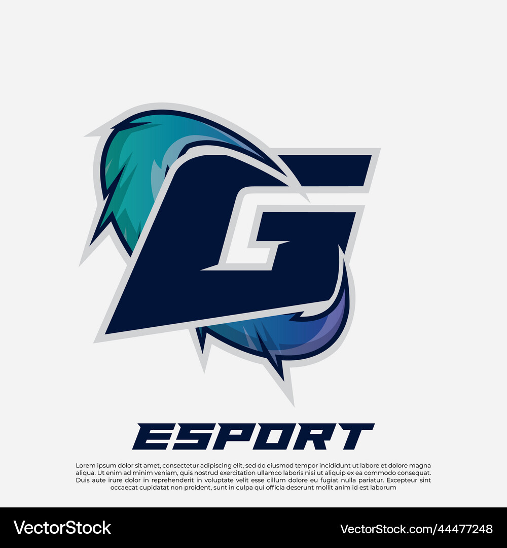 G letter esport gamer logo editable text effect Vector Image