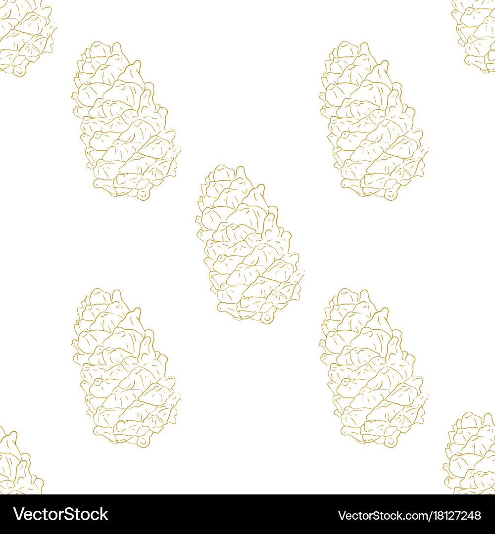 Golden fir cones decor seamless pattern Royalty Free Vector