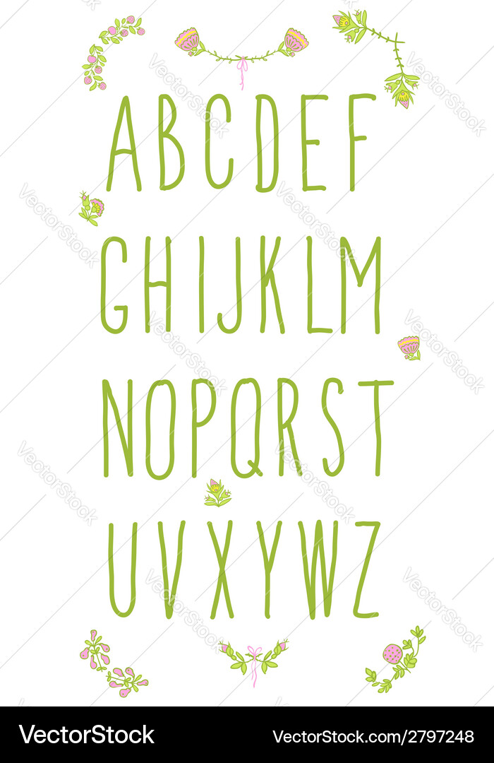 Hand drawn sketch alphabet handwritten font Vector Image