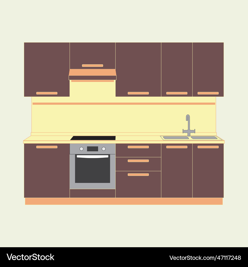 Kitchen interior and furniture Royalty Free Vector Image