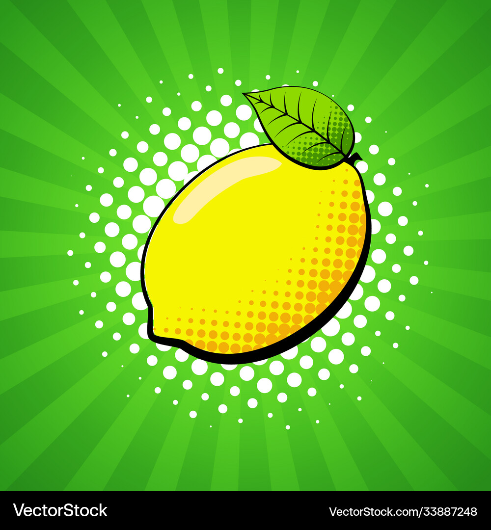 Lemon fruit in bright colorful pop-art style Vector Image