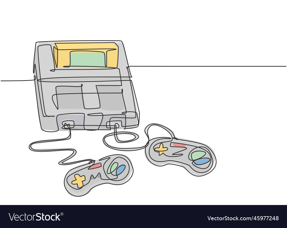 One Continuous Line Drawing Of Retro Old Classic Vector Image