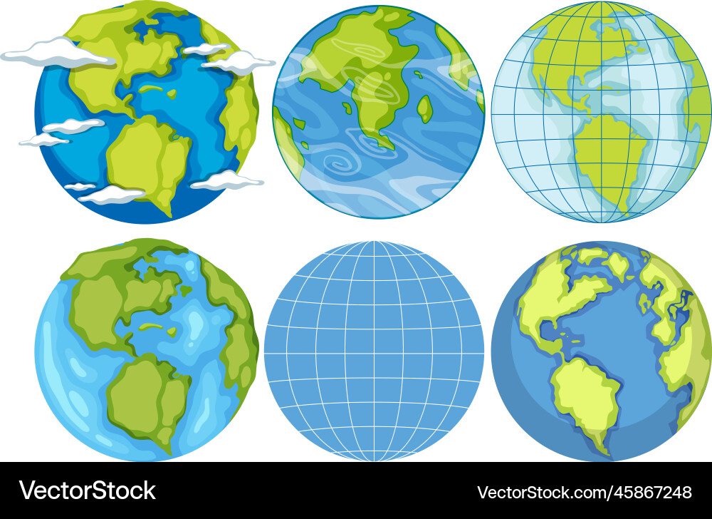 Set of earth globes isolated Royalty Free Vector Image