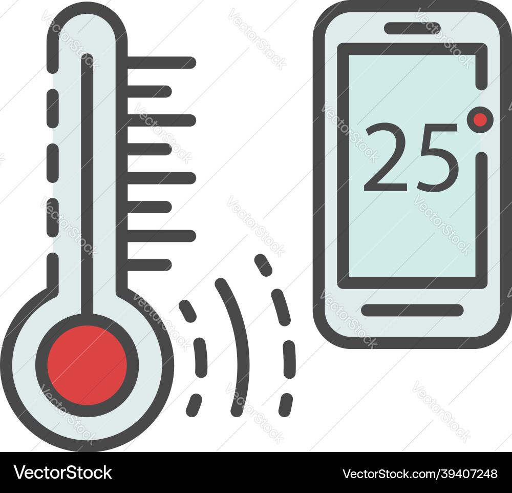 Smart temperature control icon color outline Vector Image