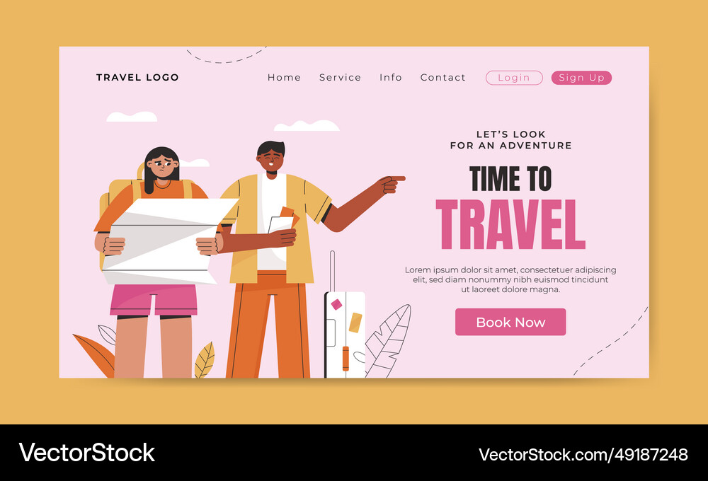 Travel landing page template Royalty Free Vector Image