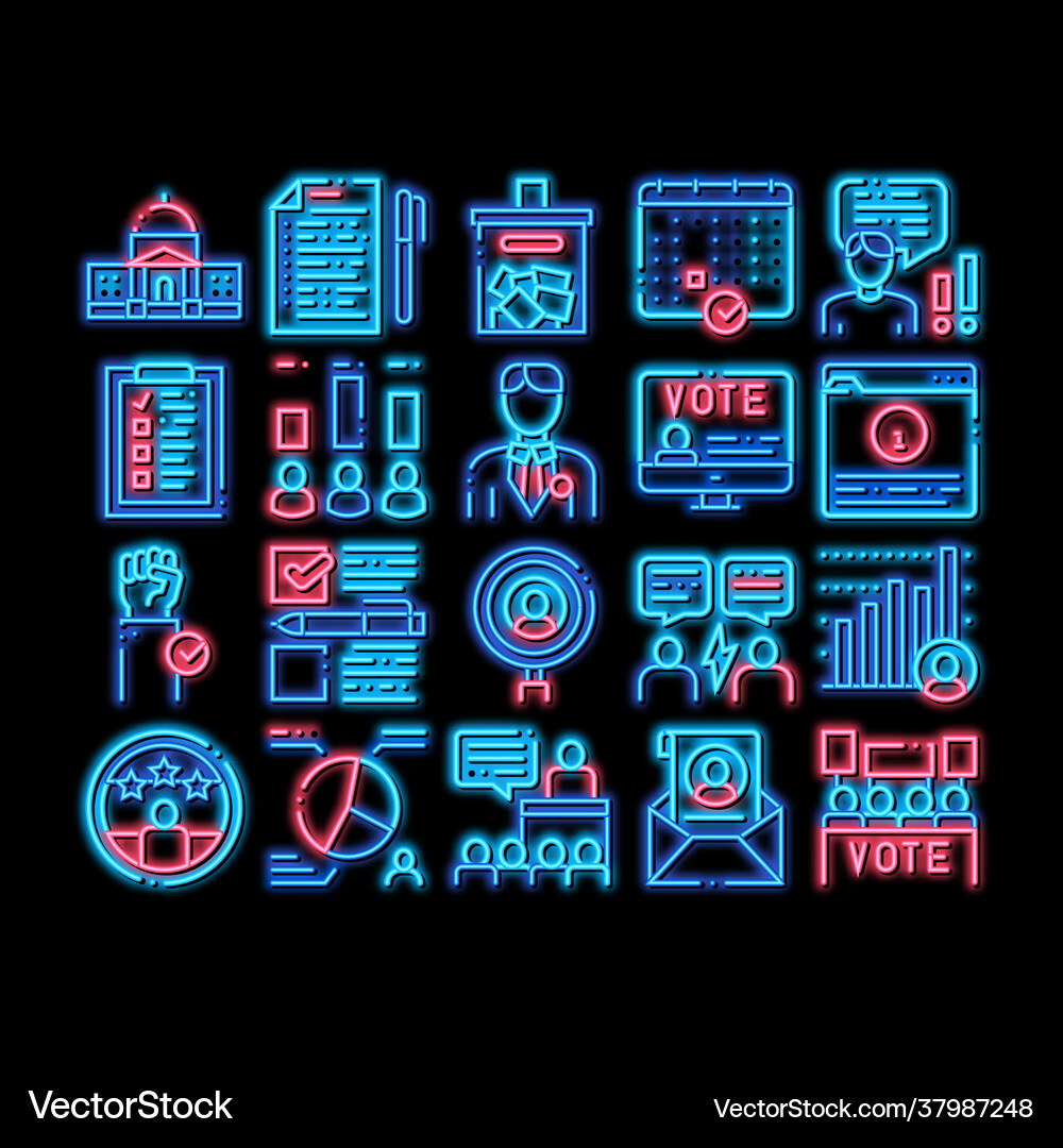 Voting and election neon glow icon Royalty Free Vector Image