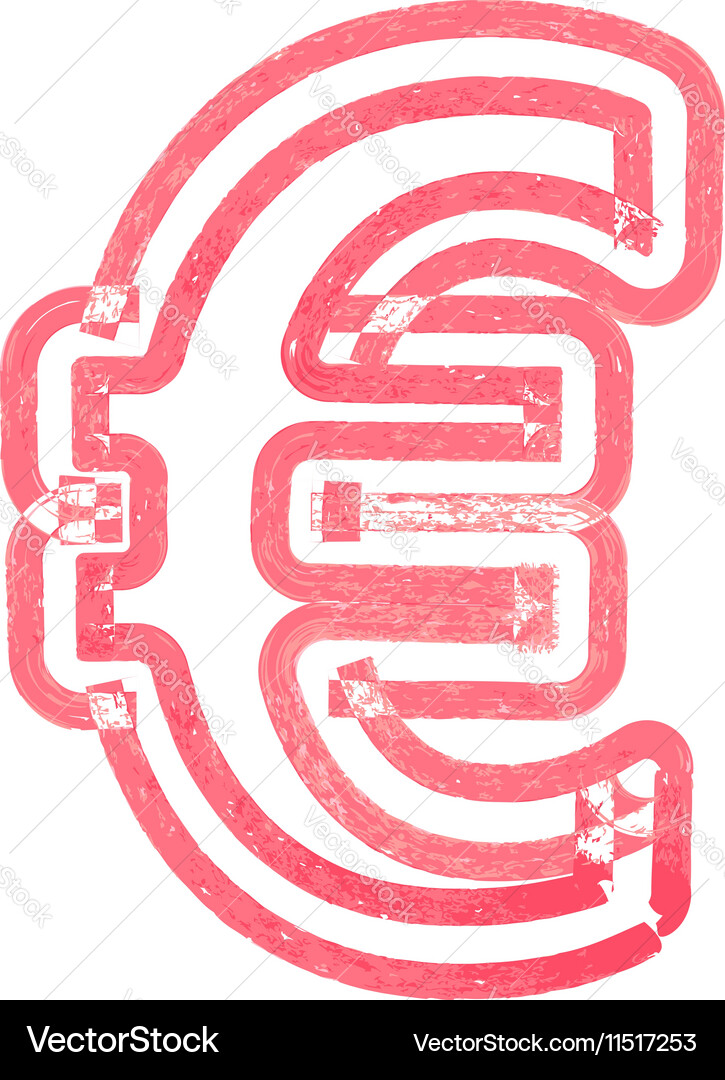 Abstract euro symbol made with red marker Vector Image