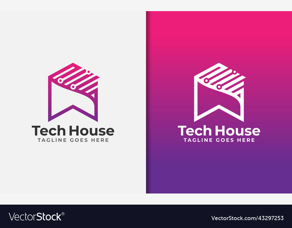 Abstract tech house logo design modern house Vector Image