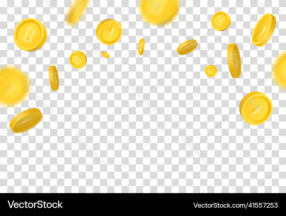 Bitcoin ethereum cryptocurrency symbols rain Vector Image