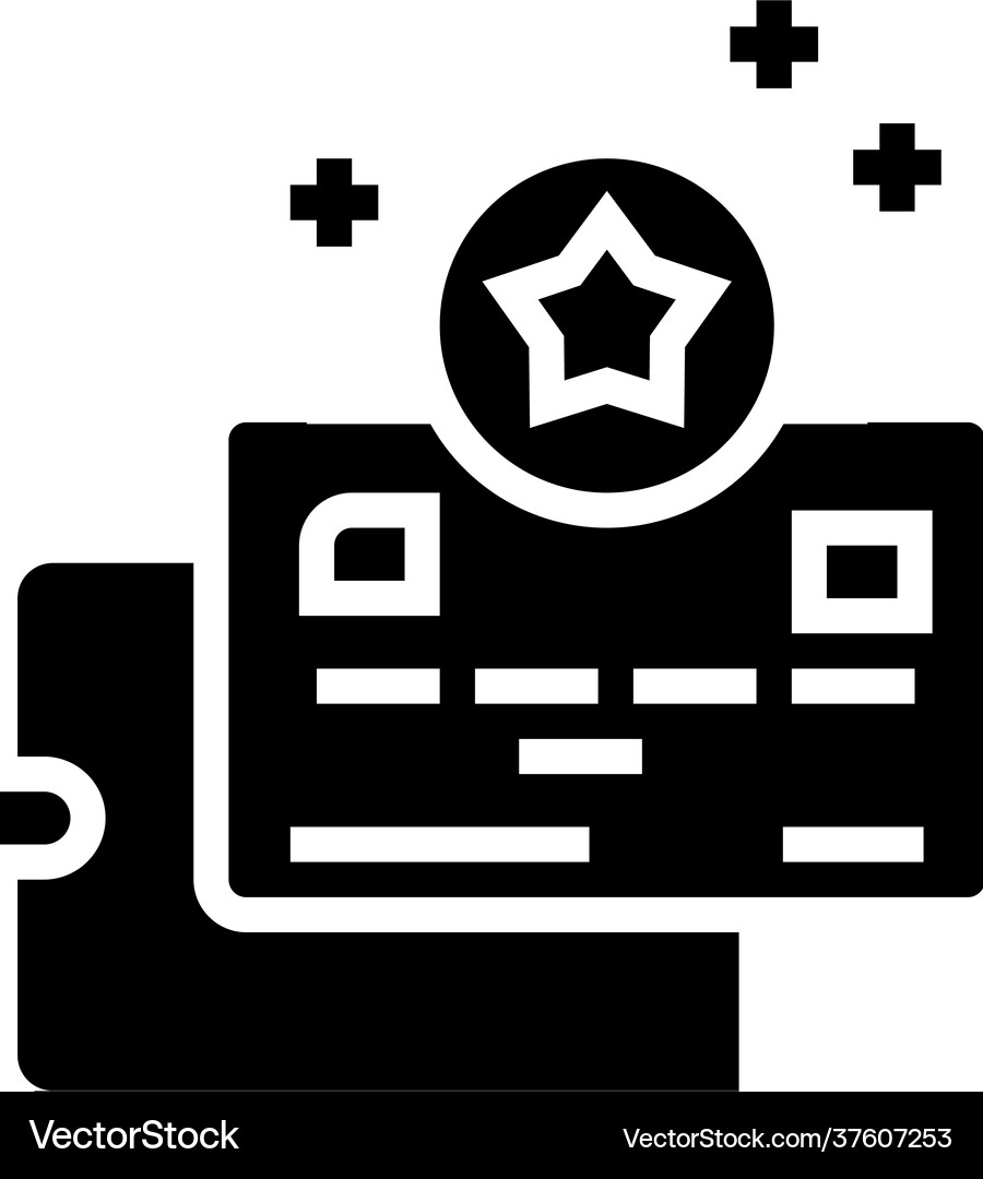 Card bonus in wallet glyph icon Royalty Free Vector Image