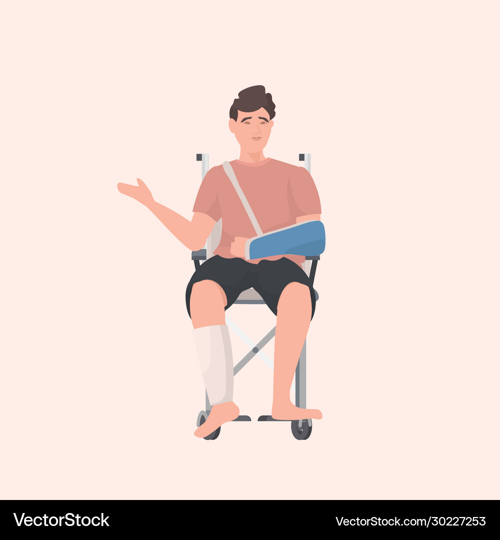 Disabled man sitting in wheelchair disability Vector Image