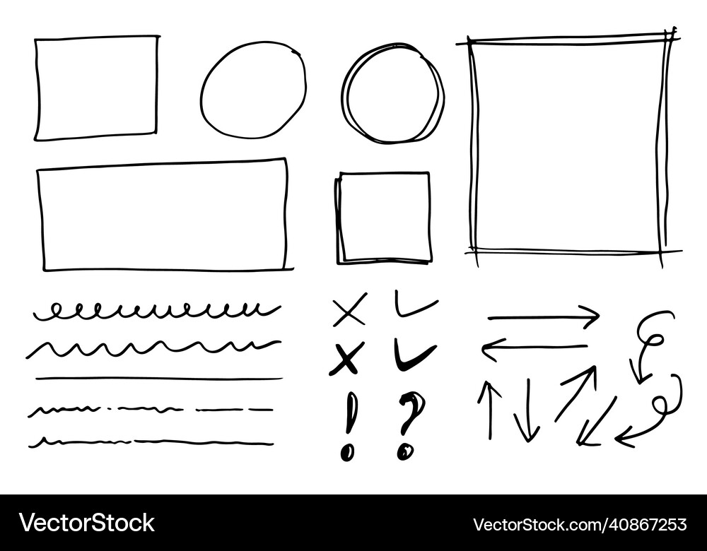 Doodle lines and curveshand drawn check arrow Vector Image