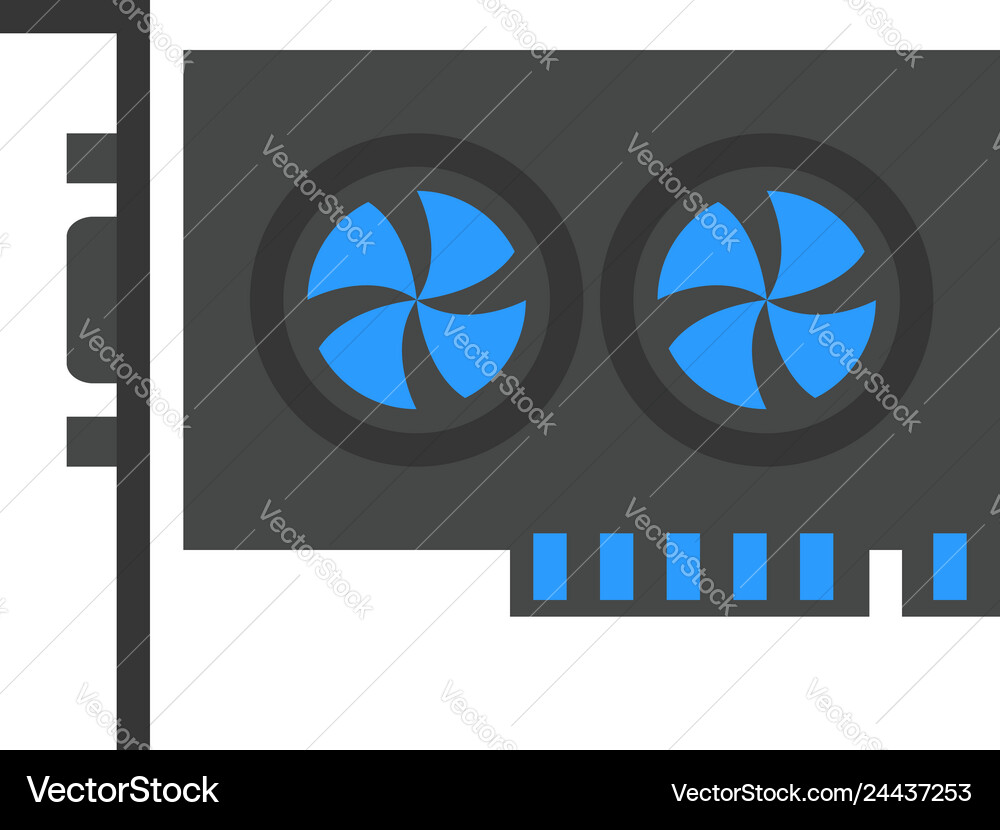 Graphic card icon flat cartoon style Royalty Free Vector