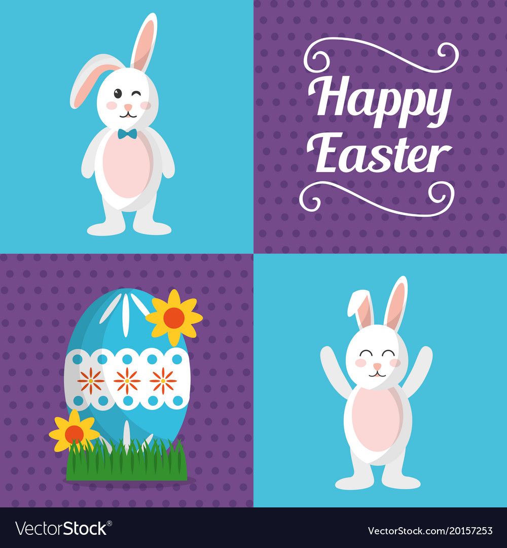 Happy easter banners cute rabbits Royalty Free Vector Image