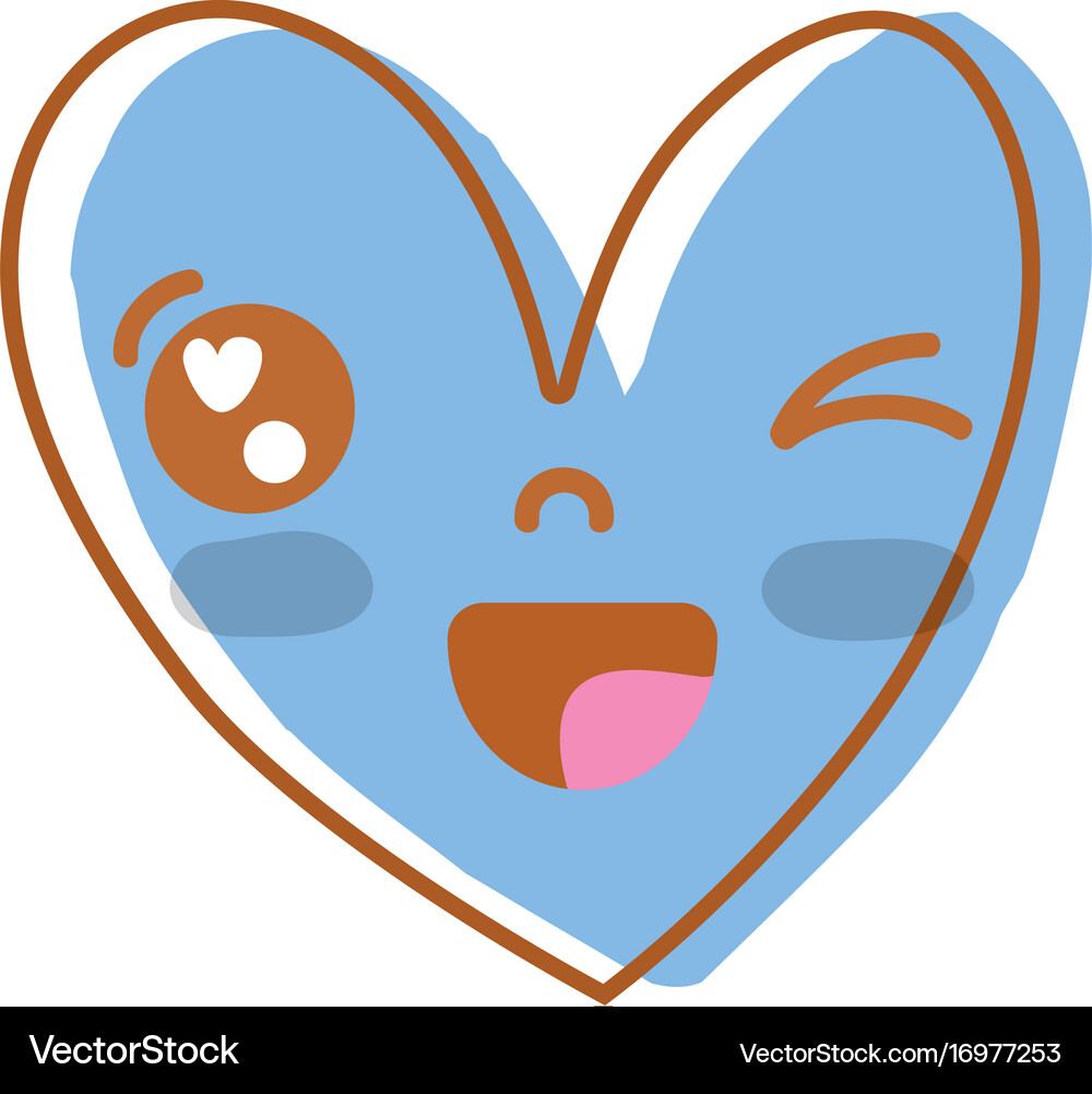 Kawaii cute happy heart design Royalty Free Vector Image