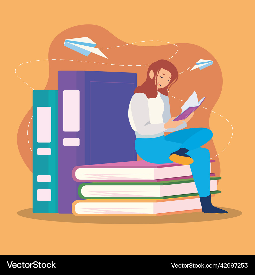 Literacy and books card Royalty Free Vector Image