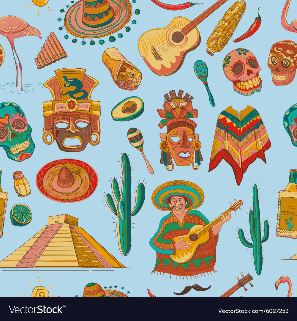 Mexican seamless pattern Royalty Free Vector Image