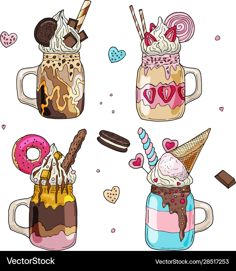 Monster shakes hand drawn Royalty Free Vector Image