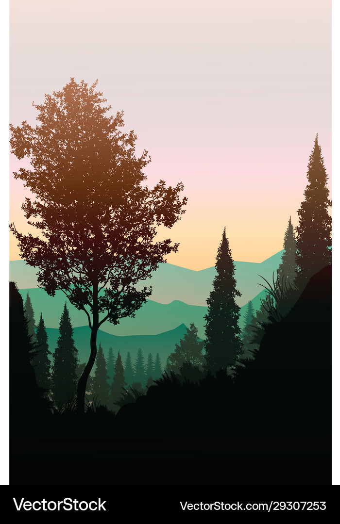 Natural forest mountains horizon trees landscape Vector Image