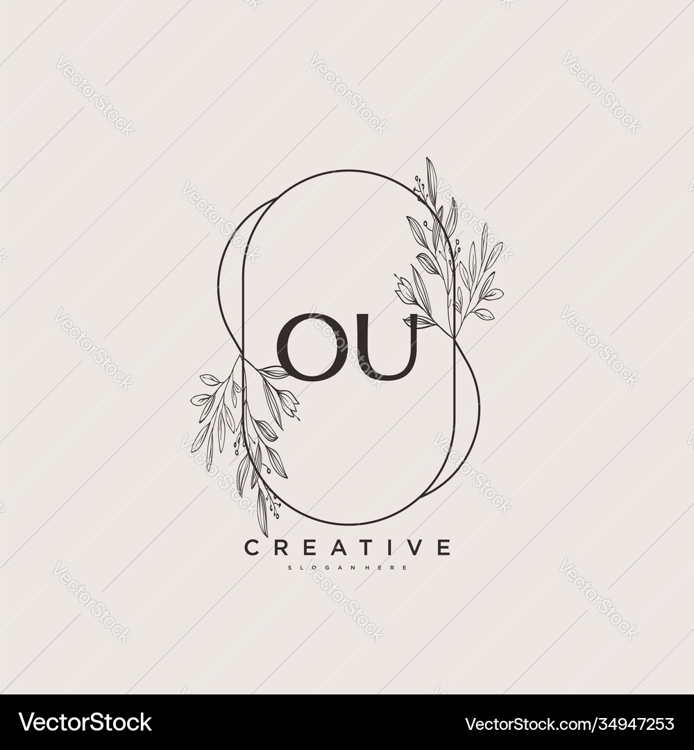 Ou beauty initial logo art handwriting logo Vector Image