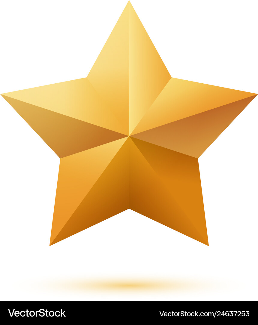 Realistic golden 3d star icon isolated on white Vector Image