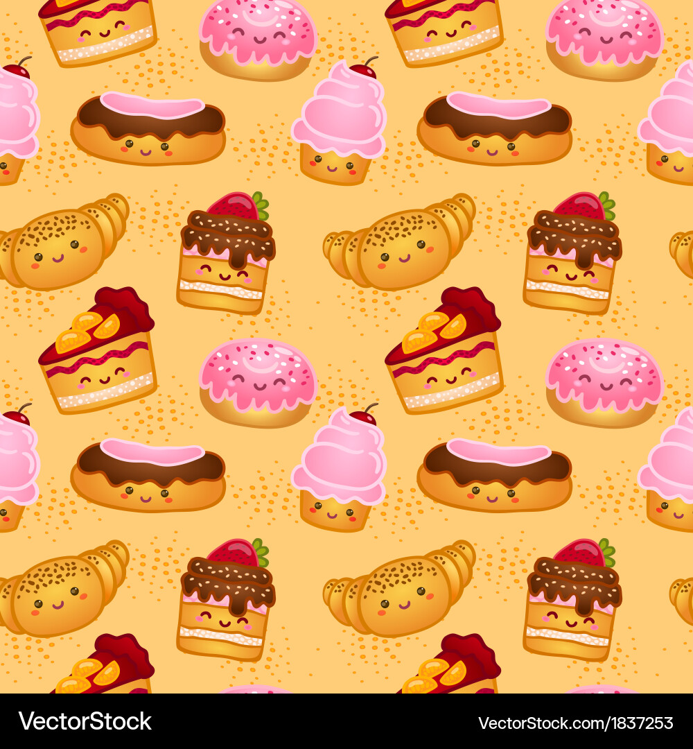 Seamless sweet baked pastries Royalty Free Vector Image