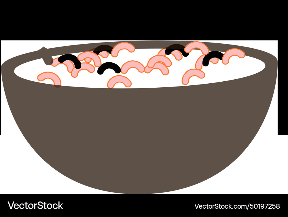 Black bowl of cereal Royalty Free Vector Image
