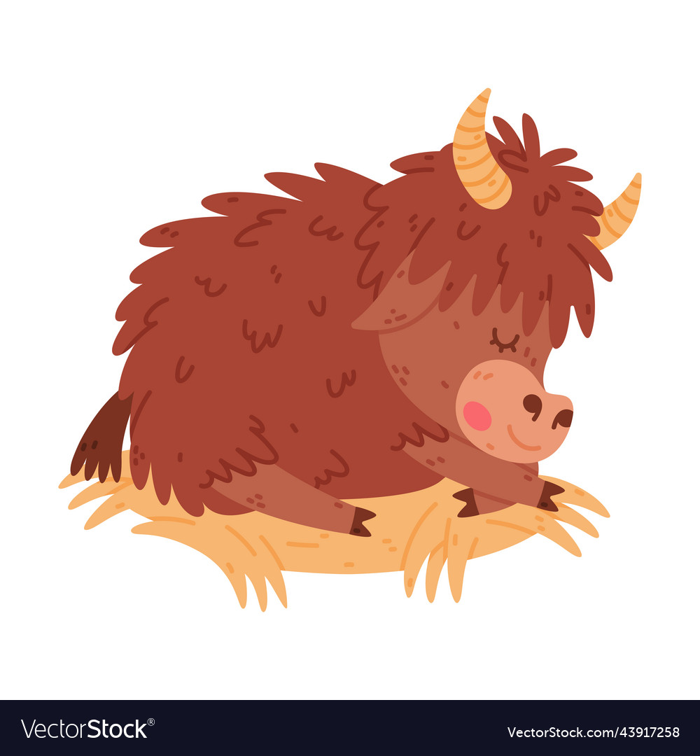 Cute yak character with dense fur and horns Vector Image