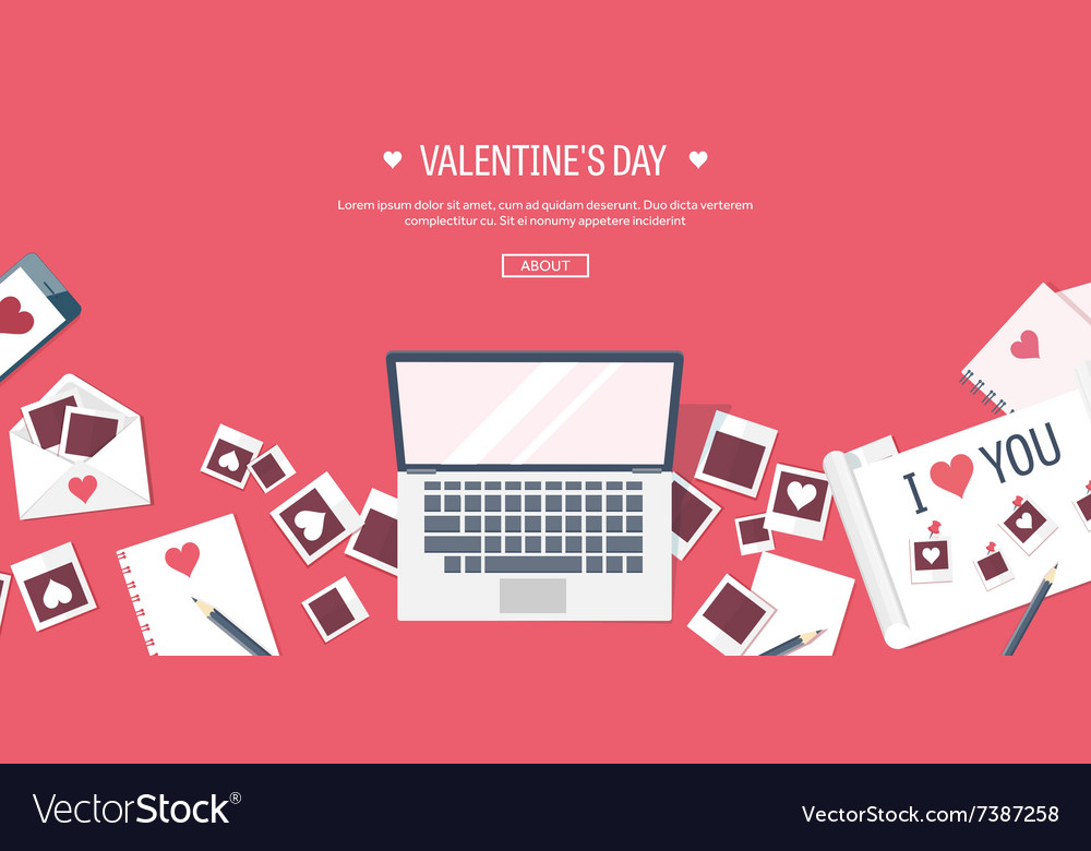 Flat background with computer Royalty Free Vector Image