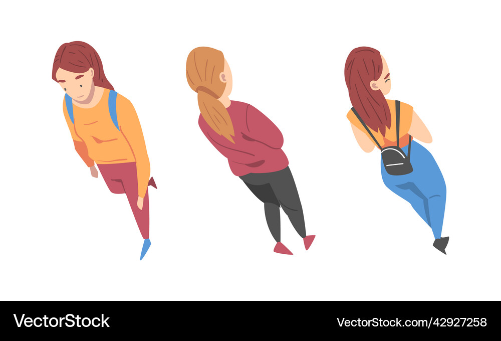 Going and walking woman character stepping forward