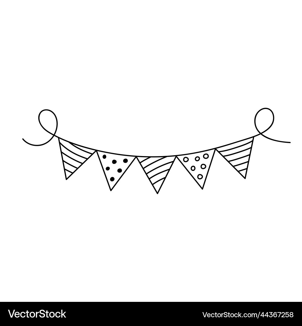 Holiday bunting flags in doodle style carnival Vector Image