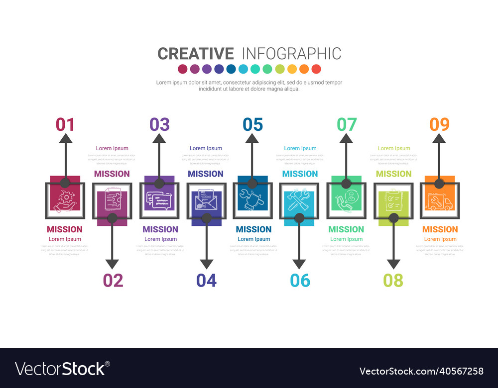 Infographic design template with 9 options Vector Image