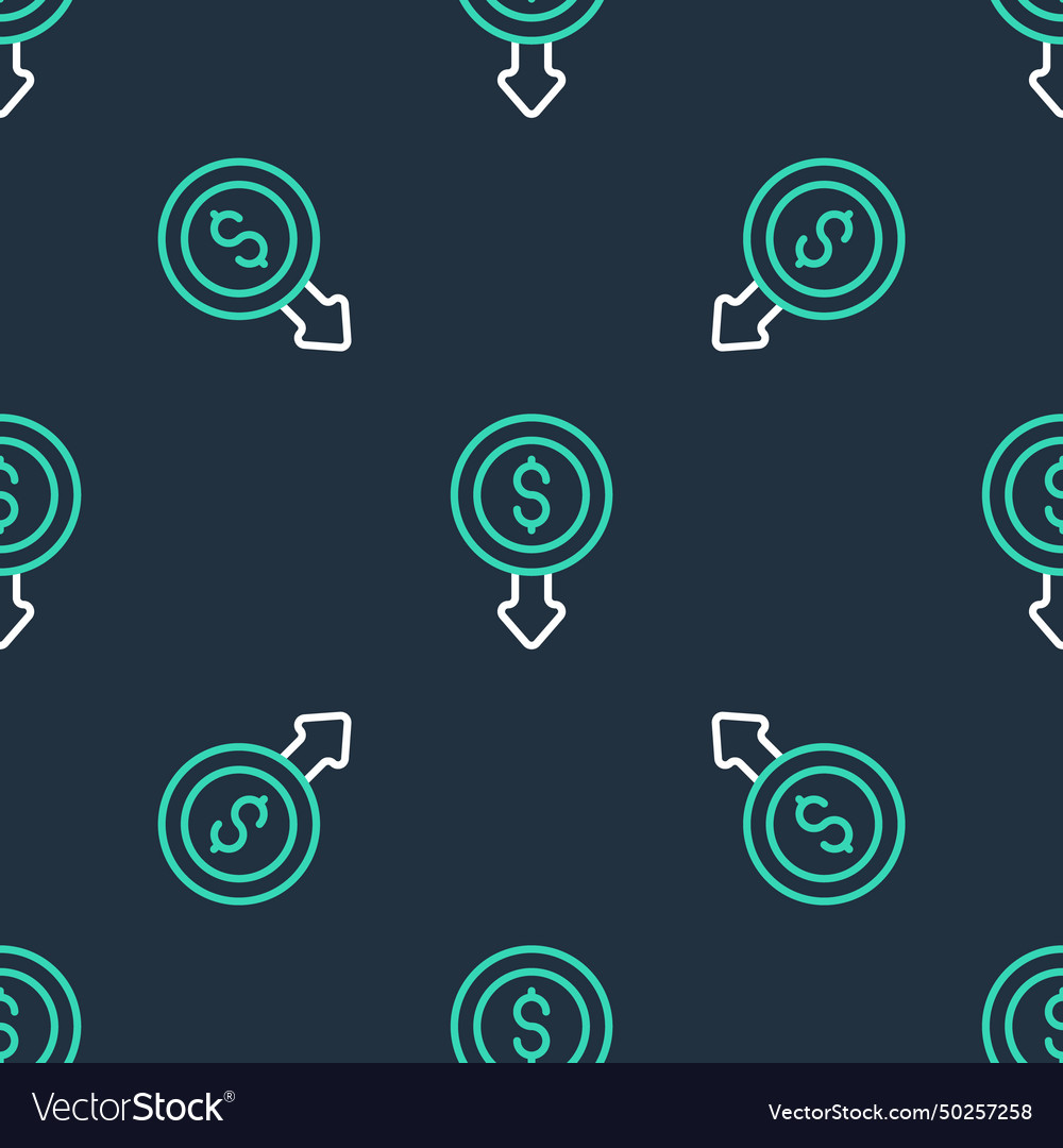 Line dollar rate decrease icon isolated seamless Vector Image