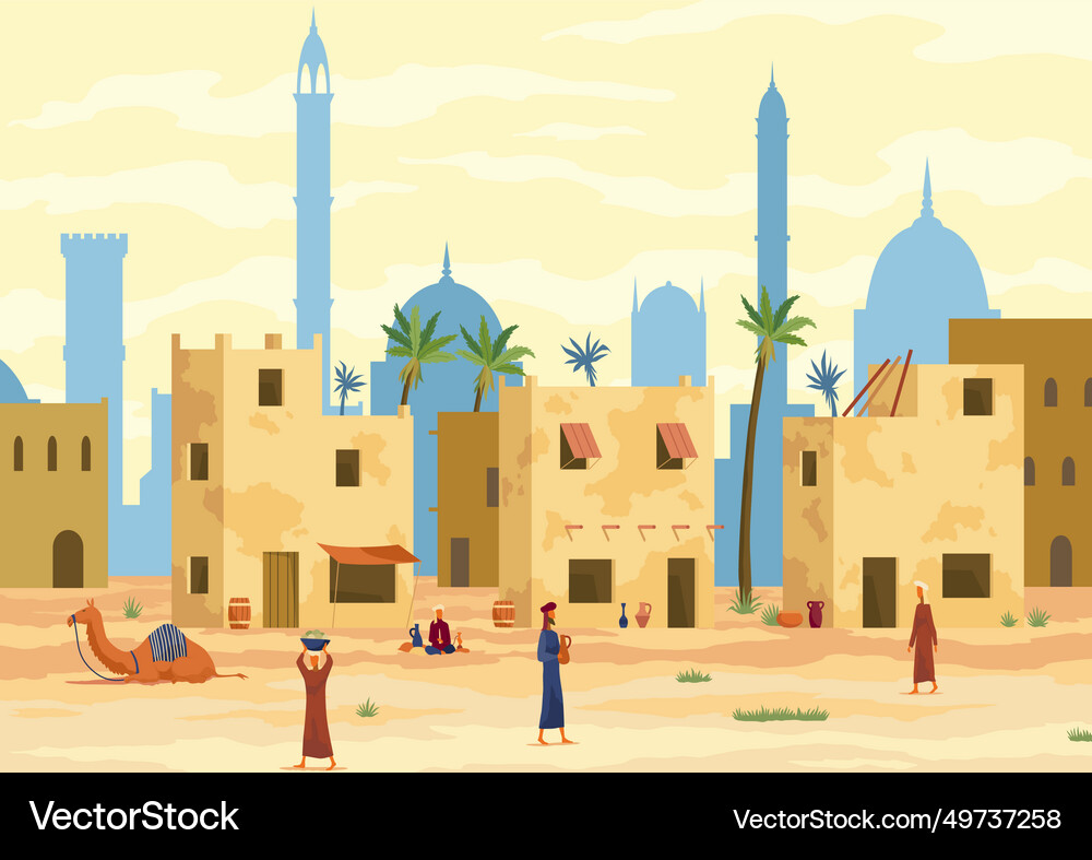 Middle east arabic desert landscape Royalty Free Vector