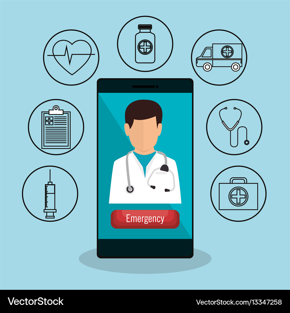 Mobile health technology icons Royalty Free Vector Image