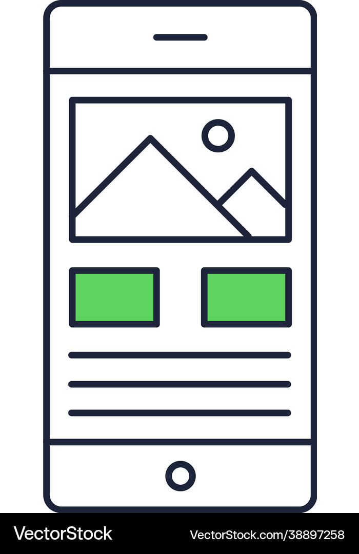 Mobile phone screen icon outline symbol Royalty Free Vector