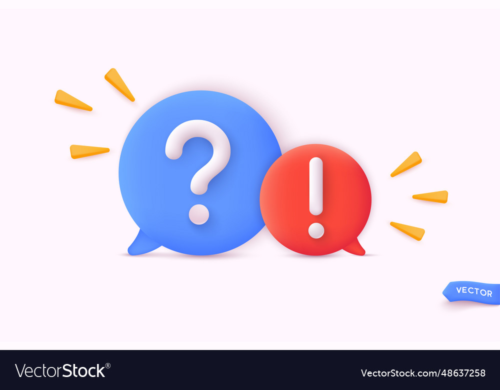 Question and answers concept in cartoon 3d style Vector Image