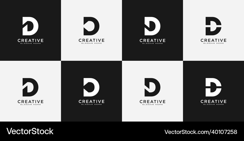 Set of initial letter d abstract logo template Vector Image