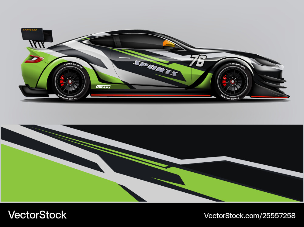Sport car racing wrap design design Royalty Free Vector