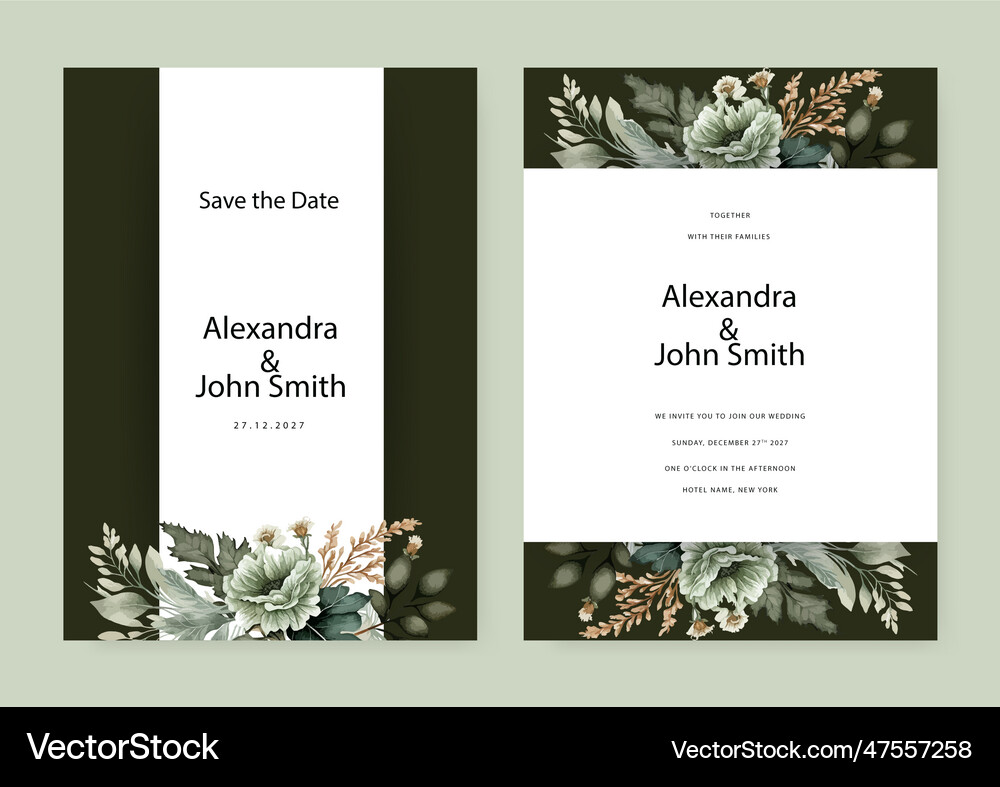 Weding card template with floral elegant greenery Vector Image