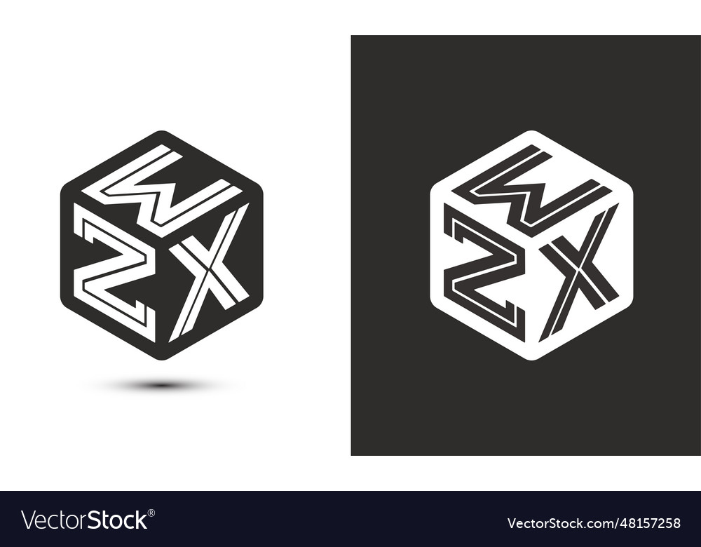 Wzx letter logo design with cube logo logo modern Vector Image