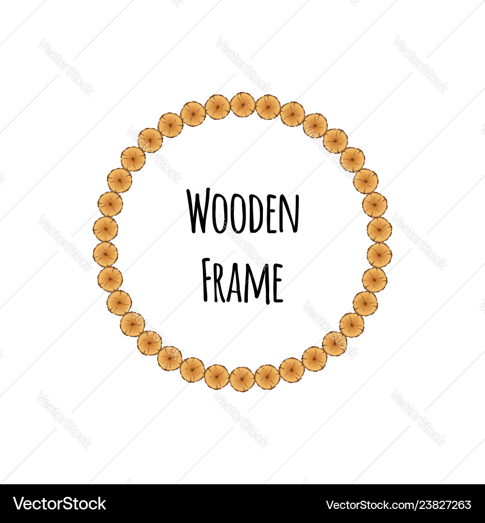 Circle wooden frame of tree logs isolated Vector Image