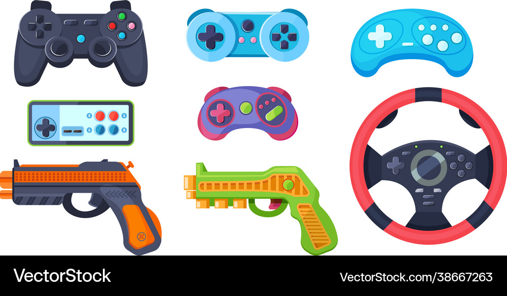 Collection different game joystick gaming Vector Image