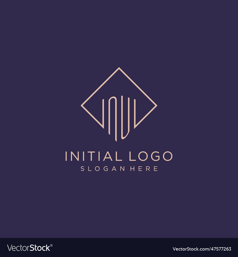 Initials nu logo monogram with rectangle style Vector Image