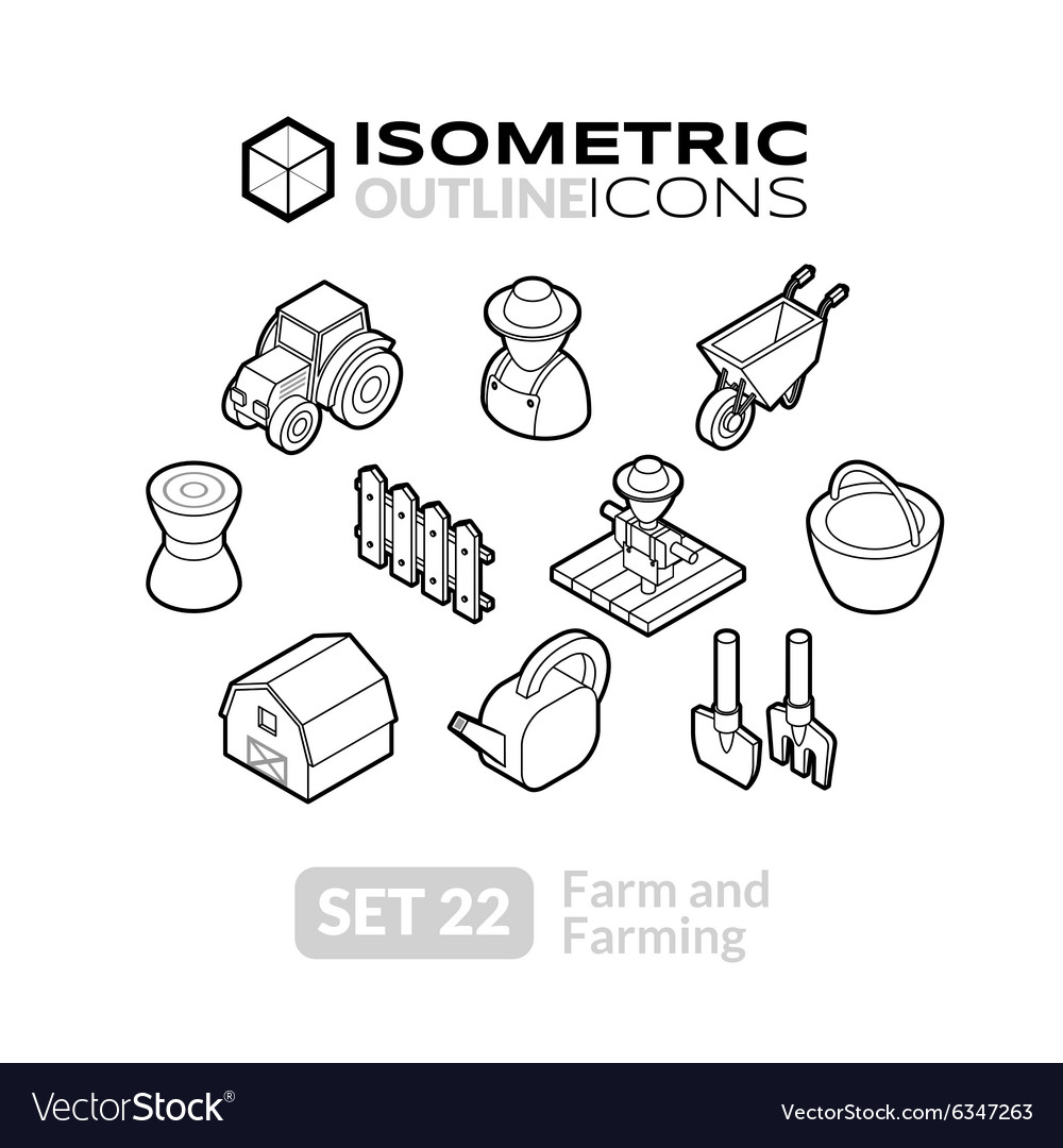 Isometric outline icons set 22 Royalty Free Vector Image