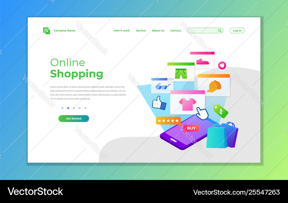 Landing page template online shopping modern Vector Image